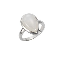 JAMELLI Damen Fingerring "Silber 925 rhodiniert mit echtem Rainbow Mondstein 17x10,5mm", 054 (17,2), 7,45, Silber 925 (Sterlingsilber), wei&szlig;, Silber