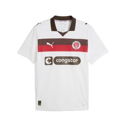 Puma Herren Poloshirt "FC St. Pauli 25/26 Auswärtstrikot Herren", weiß, Gr. XS, gestreift, Obermaterial: 100% Polyester; Kragen: 3% Elasthan, 97%