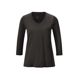 GOLDNER Damen Kurzarmshirt "Kurzgr&ouml;&szlig;e Shirt mit V-Ausschnitt", schwarz, Gr. 20, Obermaterial: 100% Baumwolle CO., Shirts