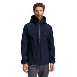 Tom Tailor Herren Softshelljacke, blau, Gr. XL, unifarben, Softshell, Obermaterial: 100% Polyester. Futter: 100% Polyester, Jacken, mit Kapuze