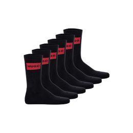 Hugo Herren Kurzsocken "Socken 6P QS RIB LABEL CC 6er Pack", Gr. 43, schwarz, Obermaterial: 76% Baumwolle CO. 21% Polyamid PA. 3% Elasthan EL., Socken