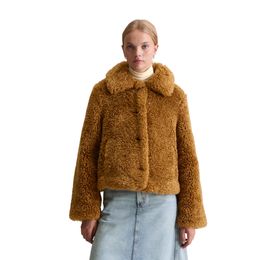 Marc O'Polo Damen Outdoorjacke "aus weichem Curly-Pl&uuml;sch", braun, Gr. XL, MARC O'POLO DENIM, unifarben, Obermaterial: 100% Polyester. Futter: 100% Baumwolle,