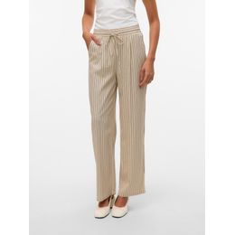 V&eacute;ro Moda VERO MODA Damen Schlupfhose "VMJESMILO HW WIDE PANTS WVN NOOS", silber, Gr. XS, gestreift, Web, Obermaterial: 55% Viskose, 45% Leinen, Hosen, mit