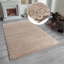 Hochflor-Teppich my home, B:280cm H:30mm L:390cm, beige, Kunstfaser, Teppiche, "Shaggy 30", Teppich, Uni Farben, besonders weich und kuschelig,