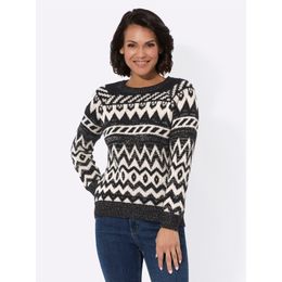 Casual Looks Damen Strickpullover "Pullover", schwarz, Gr. 40, gemustert, mehrfarbig, 75% Polyacryl, 25% Baumwolle, Pullover