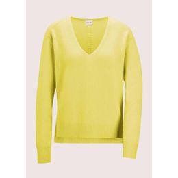 Madeleine Mode MADELEINE Damen Longpullover "Pullover Kaschmir-Pullover mit V-Ausschnitt"zitrone, Gr. 40, Obermaterial: 100% Kaschmir WS., Pullover