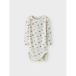 name it Jungen Langarmbody "NBMWANG WOOL NEEDLE LS BODY NOOS", Gr. 62, weiß, Strick, Obermaterial: 100% Wolle, bedruckt, Bodys, aus reiner Merinowolle