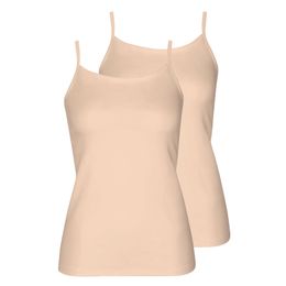 LISCA Damen Achseltop "2er Pack Damen Tr&auml;gerhemd Kaia", Gr. XL, beige, Obermaterial: 90% Baumwolle CO. 10% Elasthan EL., Unterhemden