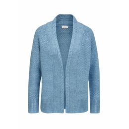 GOLDNER Damen Strickjacke "Kurzgr&ouml;&szlig;e Zeitlose Strickjacke in Grobstrick", blau, Gr. 22, Obermaterial: 70% Baumwolle CO. 30% Polyacryl PAN.,