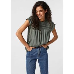 V&eacute;ro Moda VERO MODA Damen Kurzarmbluse "VMDEBBIE PLEAT S/L TOP GA NOOS", gr&uuml;n, Gr. L, unifarben, Web, Obermaterial: 100% Viskose, Blusen, mit tollen Biesen und
