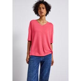 Street One Damen T-Shirtalmond coral, Gr. 42, unifarben, Stoff, 84% Viskose, 16% Polyester, Shirts, aus softer Viskose