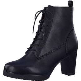 Tamaris Damen Schn&uuml;rstiefelette, Gr. 38, schwarz, Lederimitat, unifarben, Schuhe, Trichterabsatz, Stiefelette, Businessmode in veganer Verarbeitung