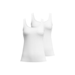 Calida Damen Unterhemd "Unterhemd Top ohne Arm Essential Cotton 2er Pack", Gr. 36, weiß, Obermaterial: 95% Baumwolle CO. 5% Elasthan EL., Unterhemden