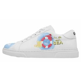 DOGO Damen Sneaker "Ace Low-Top Sneaker You, Me And The Sea Damen Sneaker", Gr. 40, wei&szlig;, Lederimitat, Schuhe, Handgefertigt