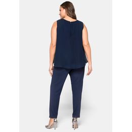 sheego Damen Jumpsuit, blau, Gr. 40, unifarben, 68% Viskose, 27% Polyamid, 5% Elasthan, Overalls