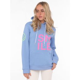 Zwillingsherz Damen Hoodie ""Alissa"", blau, Gr. SM, unifarben, Sweatware, Obermaterial: 50% Baumwolle, 50% Polyester, Sweatshirts, Langarm, Kapuze,