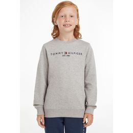 Tommy Hilfiger Jungen Sweatshirt "ESSENTIAL SWEATSHIRT", grau, Gr. 7, bestickt, Obermaterial: 100% Baumwolle, Sweatshirts, Kinder Kids Junior