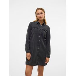 V&eacute;ro Moda VERO MODA Damen Jeanskleid "VMJENNIE LS SHORT DENIM DRESS GA NOOS", schwarz, Gr. S, unifarben, Denim/Jeans, Obermaterial: 90% Baumwolle, 10% Viskose,