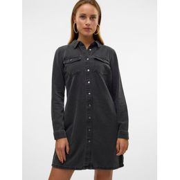 V&eacute;ro Moda VERO MODA Damen Jeanskleid "VMJENNIE LS SHORT DENIM DRESS GA NOOS", schwarz, Gr. L, unifarben, Denim/Jeans, Obermaterial: 90% Baumwolle, 10% Viskose,