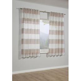 Gardine SEHLBACH, B:140cm H:175cm, rosa, Polyester, Wohnzimmer, Gardinen, "Schal Blockstreifen", mit Gardinenband und verdeckten Schlaufen