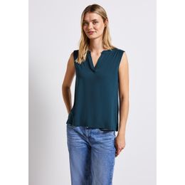 Street One Damen Shirttop, blau, Gr. 40, unifarben, Stoff, 95% Viskose, 5% Elasthan, Tops, aus softer Viskose