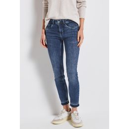 Street One Damen Slim-fit-Jeans "Style York", blau, Gr. 33, unifarben, Denim/Jeans, Obermaterial: 89% Baumwolle, 8% Polyester, 3% Elasthan, Jeans,