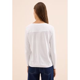 Cecil Damen Langarmshirt, wei&szlig;, Gr. XL, unifarben, Web, 100% Baumwolle, Shirts, aus reiner Baumwolle