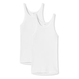 Schiesser Herren Unterhemd "Unterhemd 2er Pack", Gr. L, weiß, Obermaterial: 100% Baumwolle CO., Unterhemden