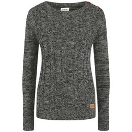oxmo Damen Strickfleece-Pullover "Strickpullover OXPhia", schwarz, Gr. L, Obermaterial: 100% Baumwolle CO., Pullover