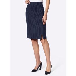 Heine Damen Bleistiftrock, blau, Gr. 42, gemustert, gestreift, unifarben, 63% Polyester, 33% Viskose, 4% Elasthan, R&ouml;cke