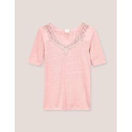 Madeleine Mode MADELEINE Damen Kurzarmshirt "Shirt Kurzarm-Shirt aus Leinen mit feinem Spitzen-Akzent"puderros&eacute;, Gr. 42, Obermaterial: 100% Leinen LI., Shirts