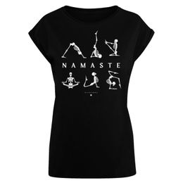 F4NT4STIC Damen T-Shirt "Namaste Yoga Skelett Halloween", schwarz, Gr. XS, Obermaterial: 100% Baumwolle, Shirts, Print