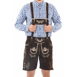 Herren Trachtenlederhose "ASFerdl", braun, Gr. 56, Alessandro Salvarini, 100% Rindsleder, Hosen, Lederhose in Trachtenstil in kurzer Schnittform aus
