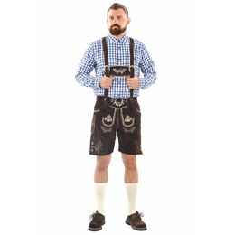 Herren Trachtenlederhose "ASFerdl", braun, Gr. 48, Alessandro Salvarini, 100% Rindsleder, Hosen, Lederhose in Trachtenstil in kurzer Schnittform aus