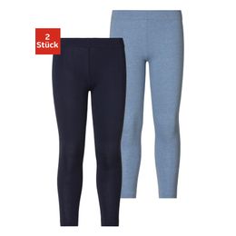 H.I.S. H.I.S M&auml;dchen Leggings, Gr. 128, blau, Single Jersey, Obermaterial: 95% Baumwolle, 5% Elasthan. Obermaterial 2: 60% Baumwolle, 35% Polyester, 5%
