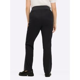 sheego Damen Lederimitathose, schwarz, Gr. 42, unifarben, 100% Polyester, R&uuml;ckenteil:5% Elasthan, 25% Polyamid, 70% Viskose, Hosen