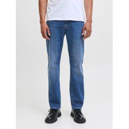 Jack & Jones JACK & JONES Herren Straight-Jeans "JJICLARK JJORIGINAL SQ 2", blau, Gr. 34, Abriebeffekte, Denim/Jeans, Obermaterial: 76% Baumwolle, 22% Polyester,