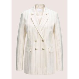 Madeleine Mode MADELEINE Damen Jackenblazer "Blazer Oversize-Blazer mit Nadelstreifen"perlwei&szlig;, grau, Gr. 38, Obermaterial: 55% Baumwolle CO. 20% Leinen LI. 20%