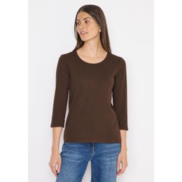 Cecil Damen Rundhalsshirtchocolate mousse, Gr. XXL, unifarben, Web, 100% Baumwolle, Shirts, aus reiner Baumwolle
