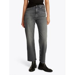 Tommy Jeans Damen Straight-Jeans "LAYLA HR SLIM STR", schwarz, Gr. 26, unifarben, Denim/Jeans, Obermaterial: 99% Baumwolle, 1% Elasthan, Jeans, in