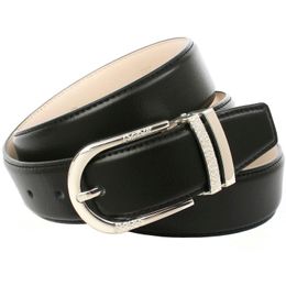 Anthoni Crown Damen Lederg&uuml;rtel, schwarz, Gr. 95, unifarben, Leder, G&uuml;rtel, mit dekorativer Metallschlaufe, Glattleder