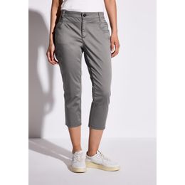 Street One Damen 3/4-Hose, grau, Gr. 34, unifarben, Web, 97% Baumwolle, 3% Elasthan, Hosen, Middle Waist