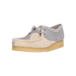 Clarks Damen Schn&uuml;rschuh "Wallabee", Gr. 37,5, blau, Leder, Schuhe, im kultigen Wildlederdesign mit texturiertem Touch