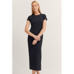 Bugatti Damen Sommerkleid, schwarz, Gr. 46, unifarben, 98% Viskose, 2% Elasthan, Kleider, mit Seitenschlitzen