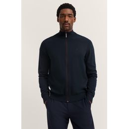 Bugatti Herren Strickjacke "Regular Fit", blau, Gr. XXL, unifarben, Strick, 95% Baumwolle, 5% Kaschmir, Strickjacken, mit Rei&szlig;verschluss und