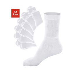 GO IN Damen Tennissocken "Damen Herren Kinder Sportsocken uni aus Atmungsaktiver Baumwolle", Gr. 47, wei&szlig;, Materialmix, uni, Socken, mit Frottee, mit