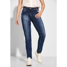 Cecil Damen Comfort-fit-Jeans, blau, Gr. 30, unifarben, Web, 84% Baumwolle, 14% Polyester, 2% Elasthan, Jeans, Middle Waist