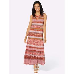 Inspirationen Damen Jerseykleid "Jersey-Kleid", orange, Gr. 40, bedruckt, ethno, gemustert, mehrfarbig, Jersey, 95% Viskose, 5% Elasthan, Kleider