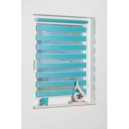 Doppelrollo K-home, B:30cm H:150cm, blau, Polyester, Rollos, "Maringa Klemmfix", in verschiedenen Gr&ouml;&szlig;en und 11 Farben erh&auml;ltlich
