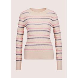 Madeleine Mode MADELEINE Damen Longpullover "Pullover Rundhals-Pullover mit Streifen", wei&szlig;, Modern, Gr. 48, Obermaterial: 82% Schurwolle WV. 13% Polyamid PA. 3%